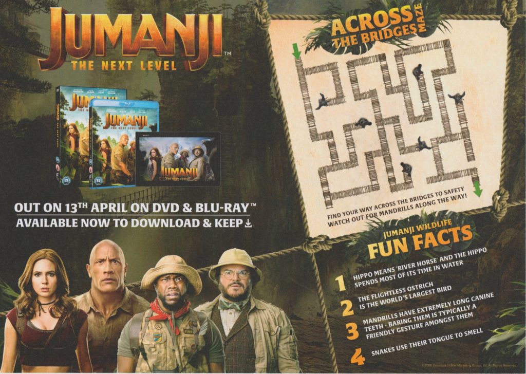 Jumanji: The Next Level activity sheets - Movies For Kids