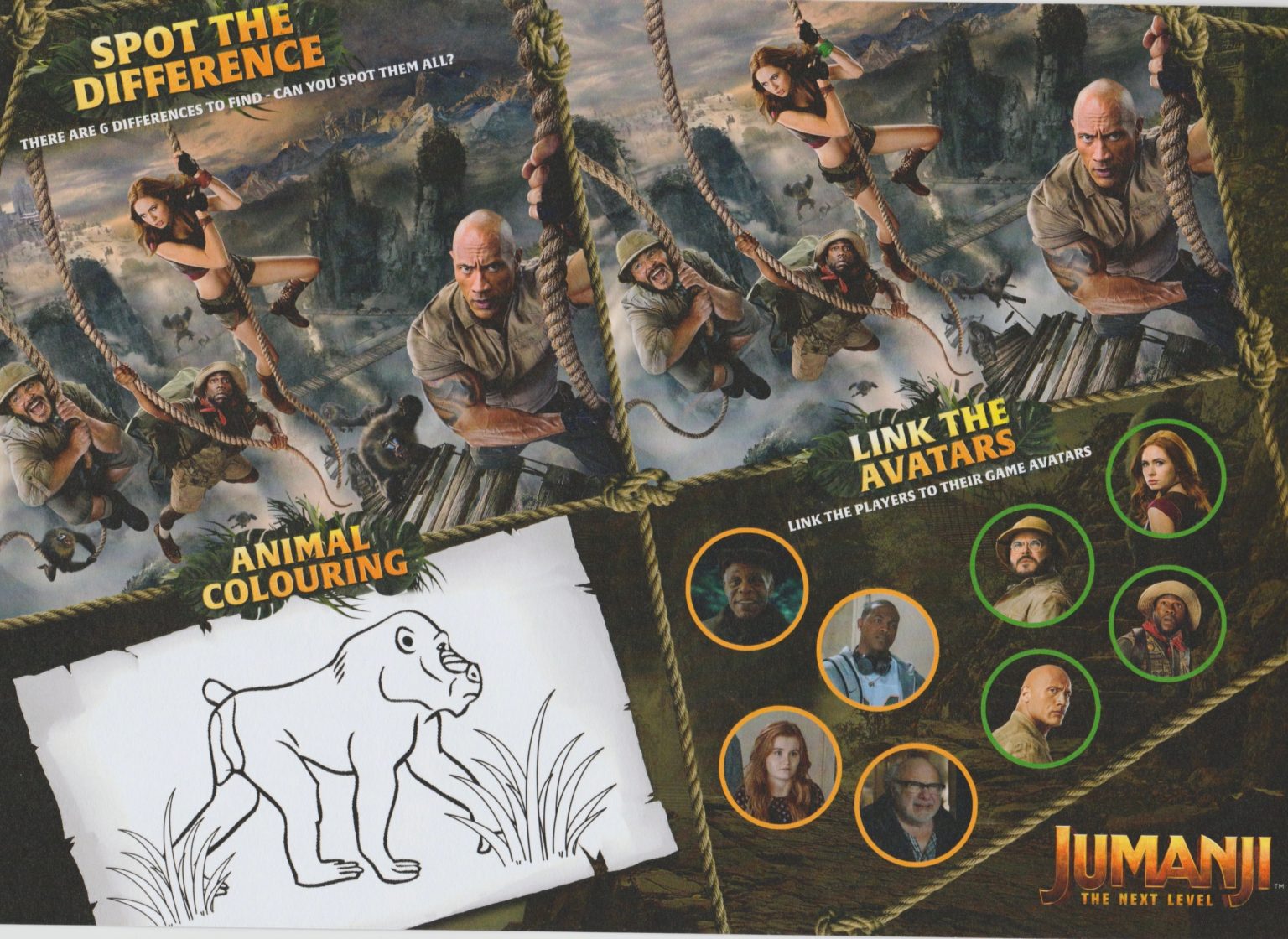 Jumanji: The Next Level activity sheets - Movies For Kids