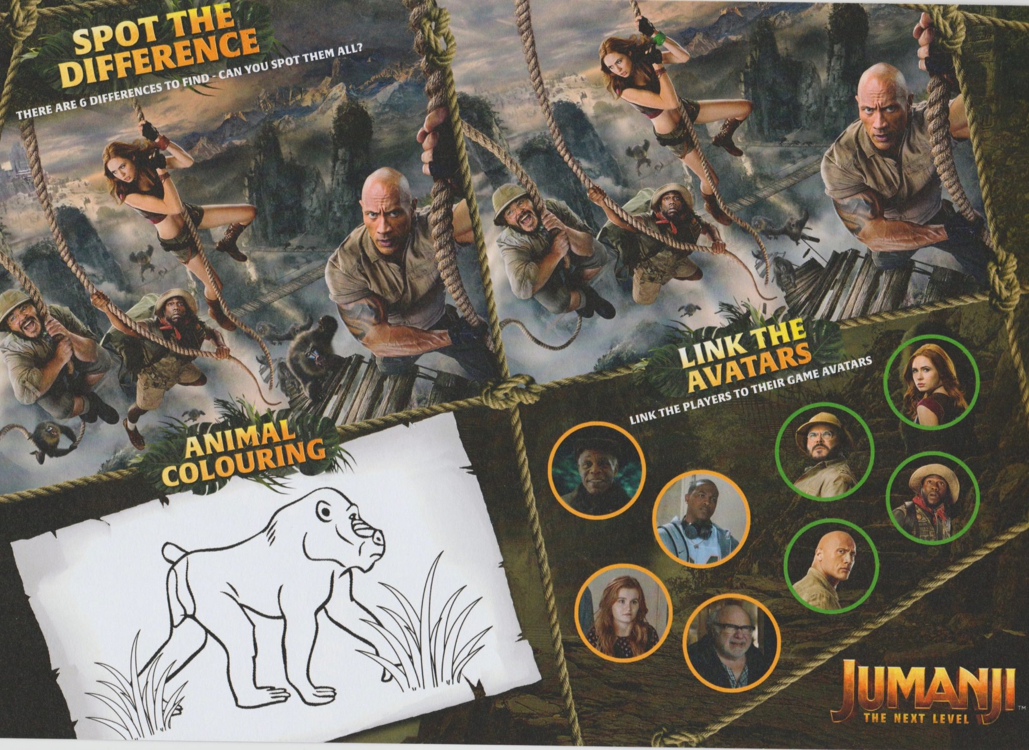 Jumanji: The Next Level activity sheets - Movies For Kids