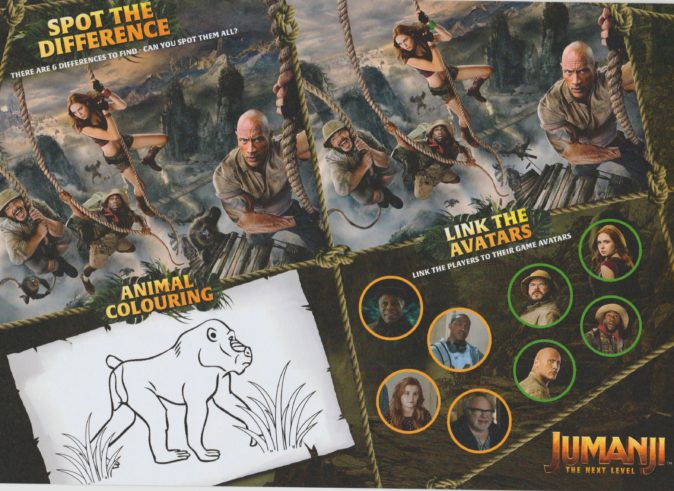Jumanji: The Next Level activity sheets - Movies For Kids