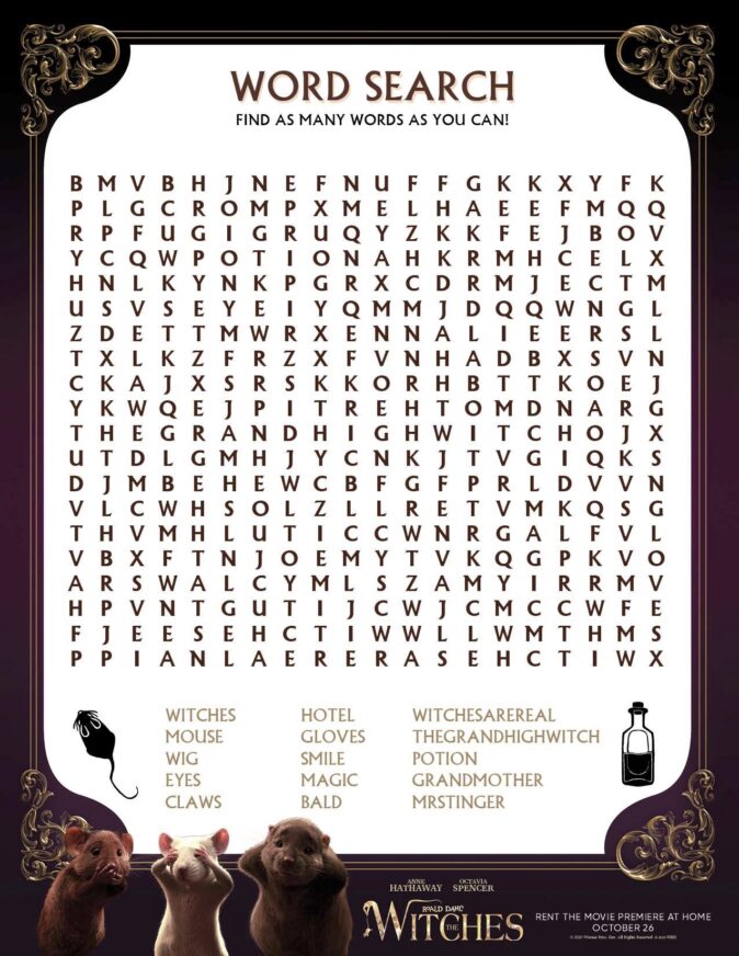 The Witches: Halloween activity sheets - Movies For Kids